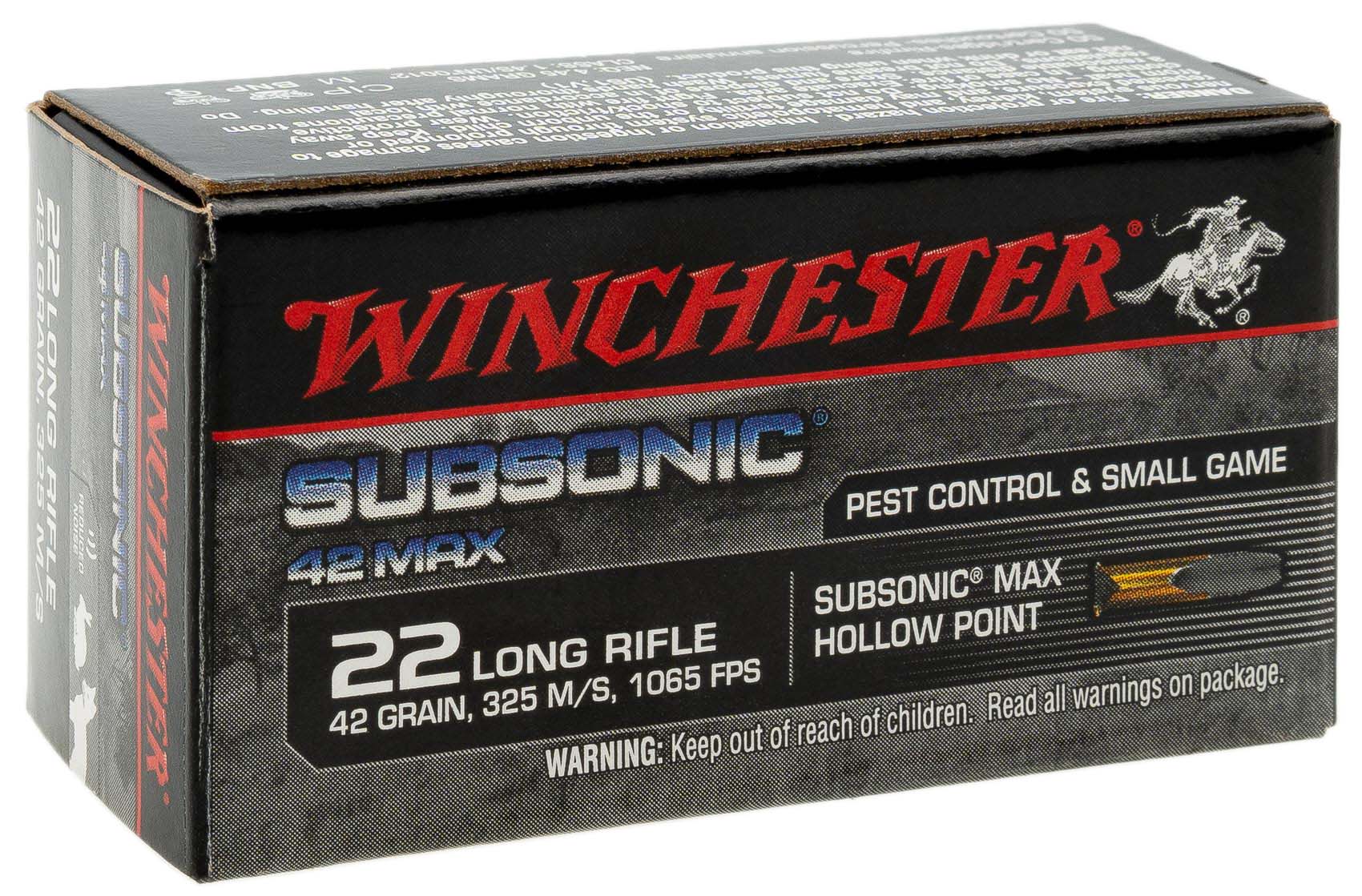 Патроны .22 LR Winchester Subsonic Max HP 2,72г (50шт) - цена 51 руб. в ...